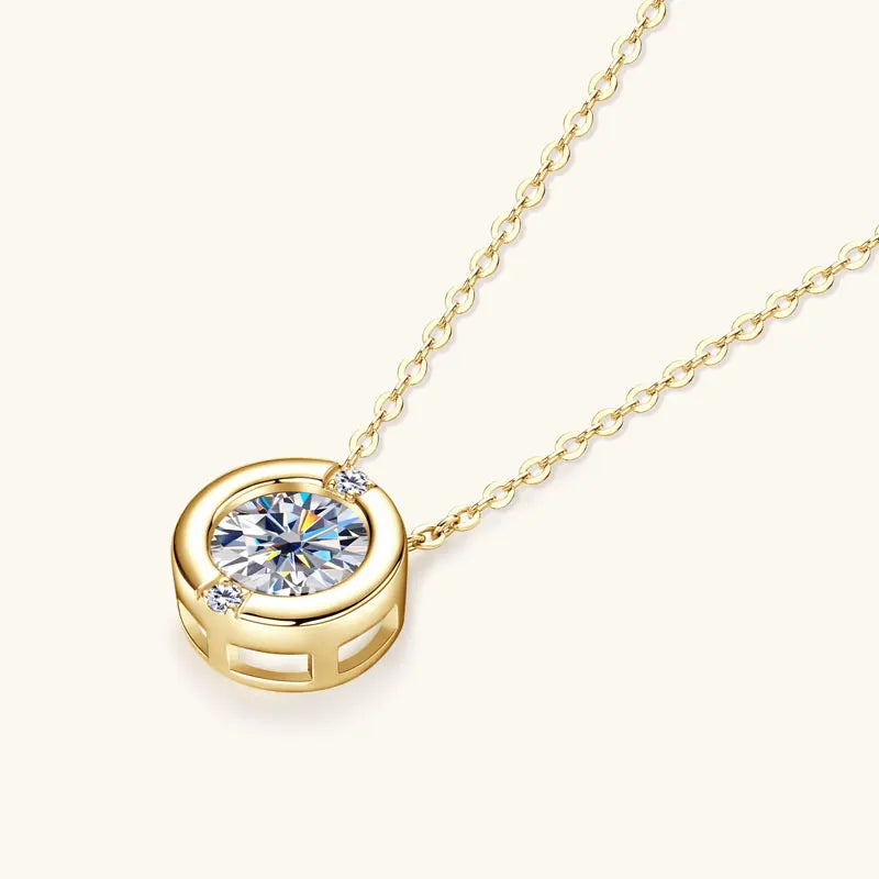 IOGOU 6.5mm D1.02CT Round Moissanite Pendant Necklace 925 Silver Chain ...