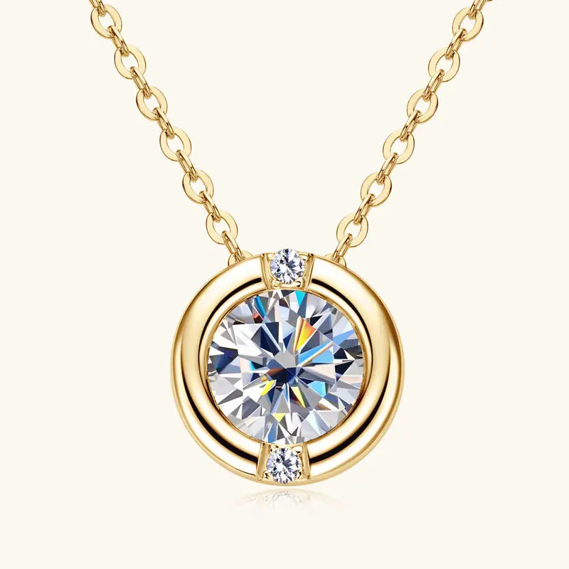 IOGOU 6.5mm D1.02CT Round Moissanite Pendant Necklace 925 Silver Chain ...