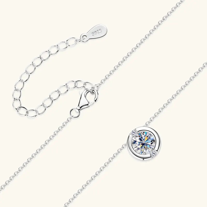 IOGOU 6.5mm D1.02CT Round Moissanite Pendant Necklace 925 Silver Chain ...